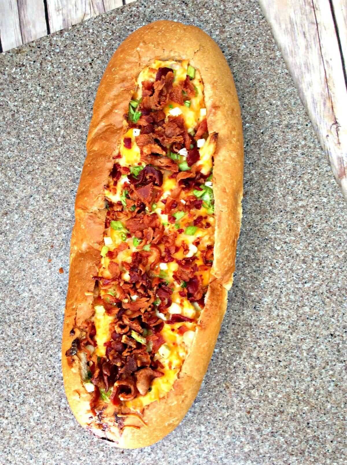 Easy BBQ Chicken Stuffed French Bread - Lou Lou Girls