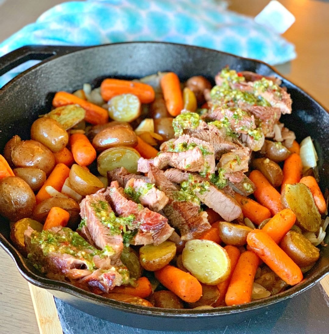 Easy Skillet Steak with Potatoes and Carrots - Lou Lou Girls