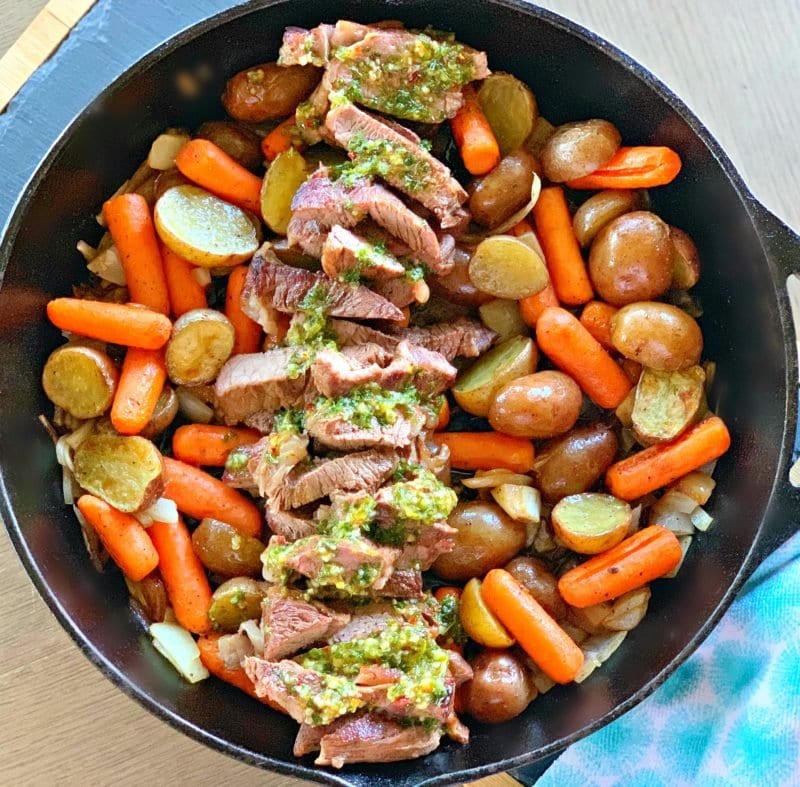 Easy Skillet Steak with Potatoes and Carrots - Lou Lou Girls